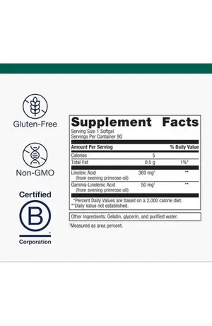 METAGENICS Evening Primrose Oil Omega-6 Supplement 90 Softgels