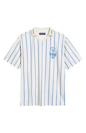 SANTO STUDIO Worldwide Crest Striped Jersey Polo