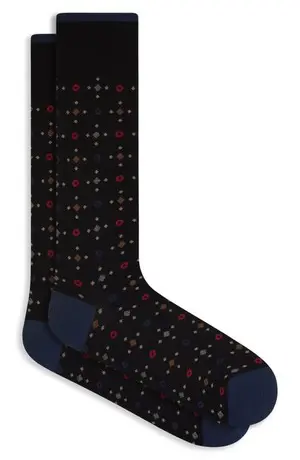 Bugatchi Dot Cotton Blend Dress Socks - Black