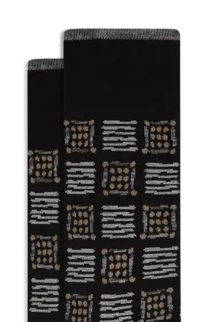 Bugatchi Check Cotton Blend Dress Socks