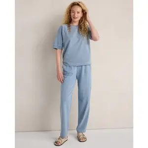 HAVEN WELL WITHIN Organic Cotton Terry Barrel Leg Pants - River Hthr