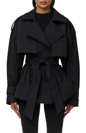 Naked Wardrobe Nylon Bubble Trench Coat - Black