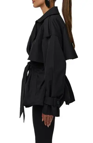 Naked Wardrobe Nylon Bubble Trench Coat - Black