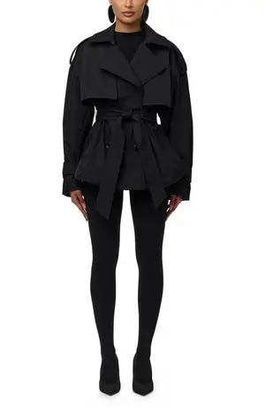 Naked Wardrobe Nylon Bubble Trench Coat - Black