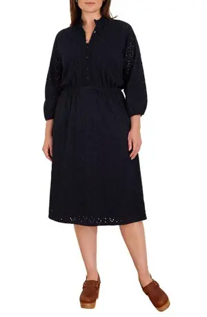 NIC+ZOE High Tea Knit Eyelet Midi Dress - Dark Indigo