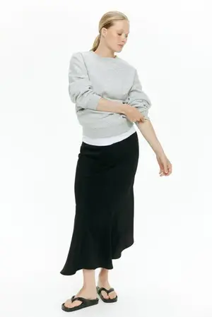 H&M Mama Asymmetric Satin Skirt - Black
