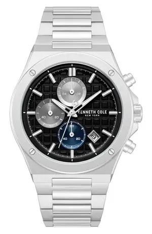 KENNETH COLE Kenneth Cole New York Multi-Function Chronograph Bracelet Watch Black/silver