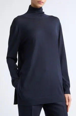 Lafayette 148 New York Fine-gauge Merino Wool Stand Collar Sweater