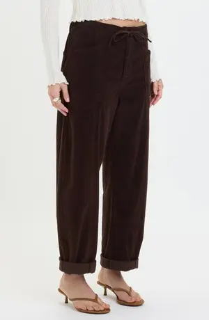 DAZE Villa Drawstring Barrel Leg Pants