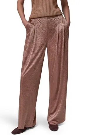 Donna Karan New York Crinkled Wide Leg Pants - Camel