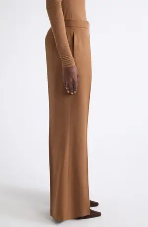 Lafayette 148 New York Camel Hair Wide Leg Pants - Vicuna