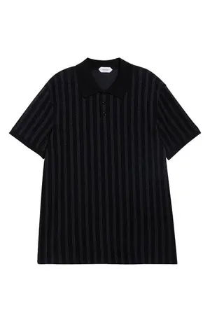 Versace Greca Stripe Jacquard Polo