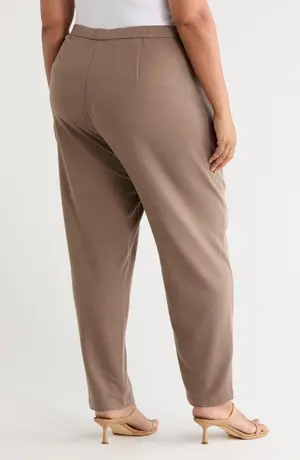 Eileen Fisher Stretch Organic Cotton Slouch Ankle Pants - Tan