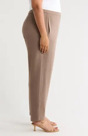 Eileen Fisher Stretch Organic Cotton Slouch Ankle Pants - Tan