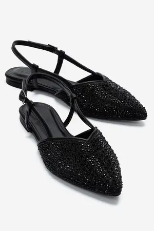 PROLOGUE SHOES Rexton Embellished Slingback Pump - Black