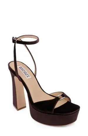 Badgley Mischka Romina Ankle Strap Platform Sandal Dark Brown