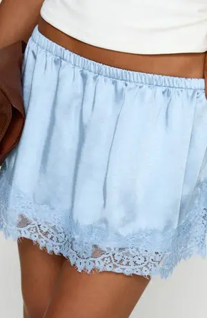 Princess Polly Orlynn Satin Lace Trim Miniskirt