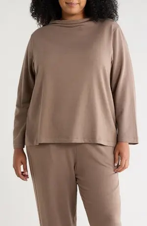 Eileen Fisher Funnel Neck Long Sleeve Top - Cblst