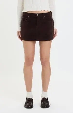 DAZE Fever Corduroy Miniskirt - Chocolate