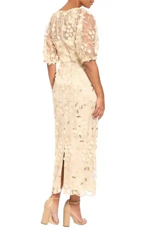 Maggy London Illusion Floral Appliqué Gown - Boulder