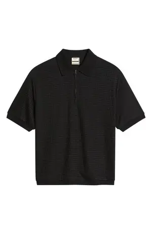 RIZORT Victor Micro Check Polo - Black
