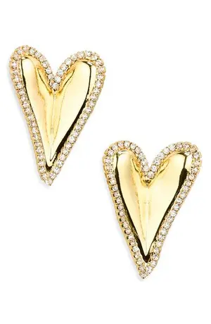 MELANIA CLARA Heart Stud Earrings - Gold