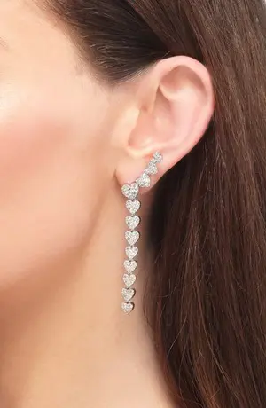 MELANIA CLARA Heart Stud Earrings With Pav Cubic Zirconia