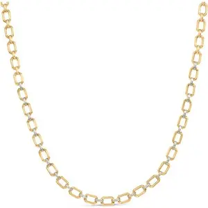 HAUS OF BRILLIANCE Gold Vermeil Diamond Link Necklace - Silver