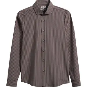 RHONE State Of Mind Slim Fit Pinstripe Button-up Shirt - Dark Espresso Stripe