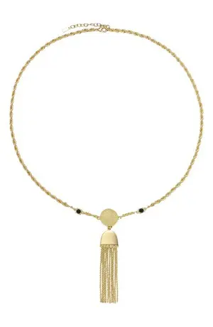 PETIT MOMENTS Free Spirit Tasseled Medallion Pendant Necklace - Gold