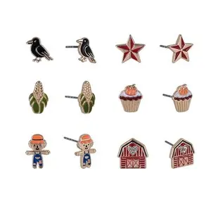 HALLMARK Farm Favorites 6-pair Stud Earring Set - Orange