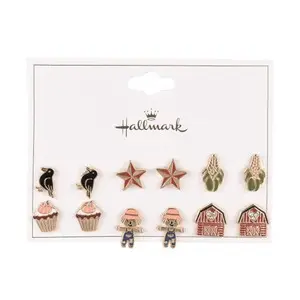 HALLMARK Farm Favorites 6-pair Stud Earring Set - Orange