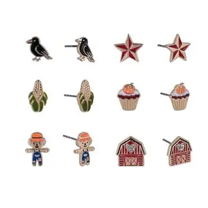 HALLMARK Farm Favorites 6-pair Stud Earring Set - Orange