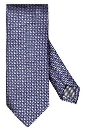 Eton Geometric Jacquard Silk Tie Medium Pink