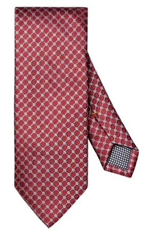 Eton Geometric Jacquard Silk Tie - Red