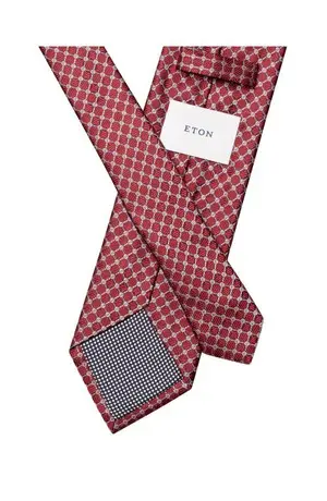 Eton Geometric Jacquard Silk Tie - Red