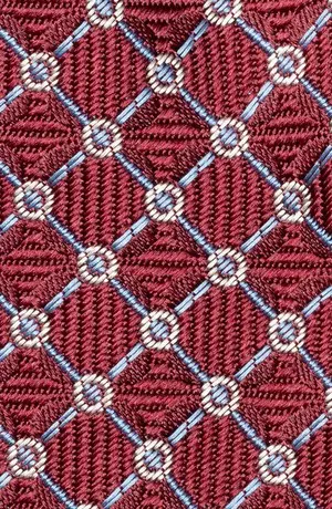Eton Geometric Jacquard Silk Tie - Red