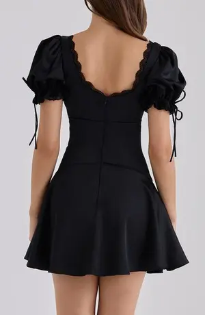 House Of Cb Elisabetta Satin Lace Trim Mini Dress