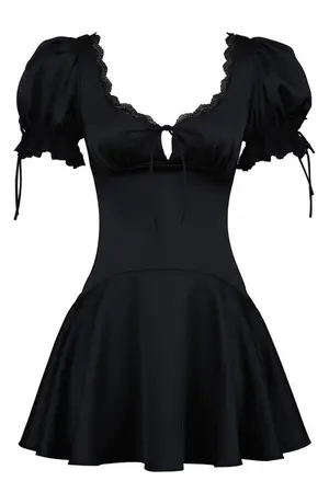 House Of Cb Elisabetta Satin Lace Trim Mini Dress