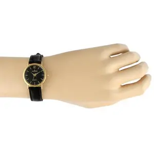 PEUGEOT Easy Read Round Leather Watch 24mm - Black