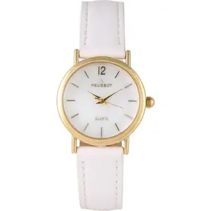 PEUGEOT Peugeot Easy Read Round Leather Watch - 24mm White