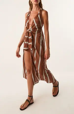 VIX PAULA HERMANNY Mita Long Cover-up Dress - Brown Multi