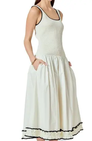 Endless Rose Smocked Drop Waist Midi Dress