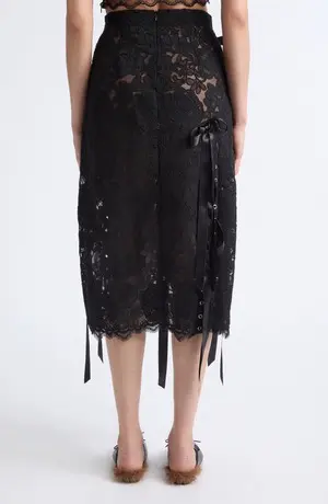 Simone Rocha Lace Ribbon & Ring Embellished Skirt - Black
