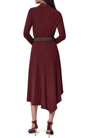 Donna Karan New York Mock Neck Long Sleeve Asymmetrical Hem Dress