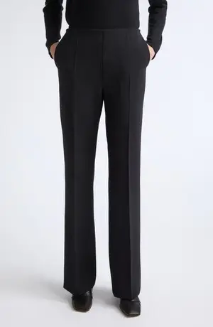 Max Mara Morata Stretch Virgin Wool Flare Leg Pants - Black