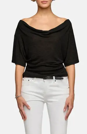 EB DENIM Madeo Cowl Neck T-shirt - Black