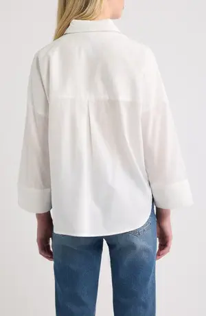 CISSA Brentwood Cotton Shirt With Dropped Shoulders - White