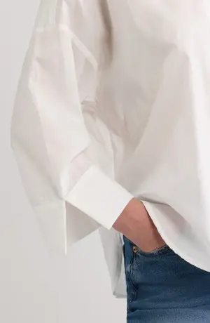 CISSA Brentwood Cotton Shirt With Dropped Shoulders - White