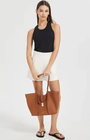 MI BOLSA LONDON Wharf Genuine Pebble Leather Tote Bag